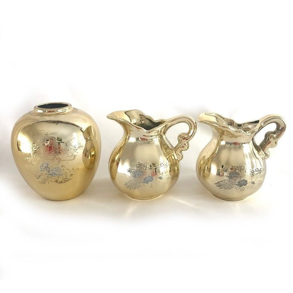 unknown | Dining | Vintage Gold Gilded Porcelain 2 Pitchers Creamers ...